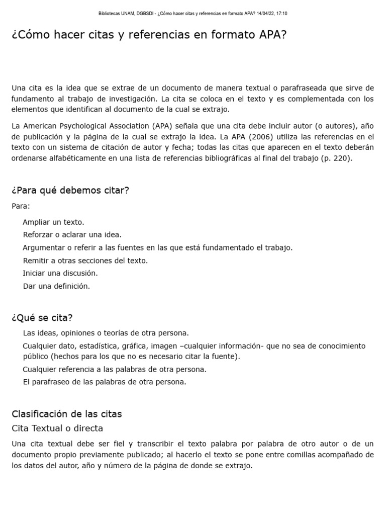 Bibliotecas UNAM, DGBSDI - ¿Cómo hacer citas y referencias en formato ... Bibliotecas UNAM, DGBSDI - ¿Cómo hacer citas y referencias en formato ...