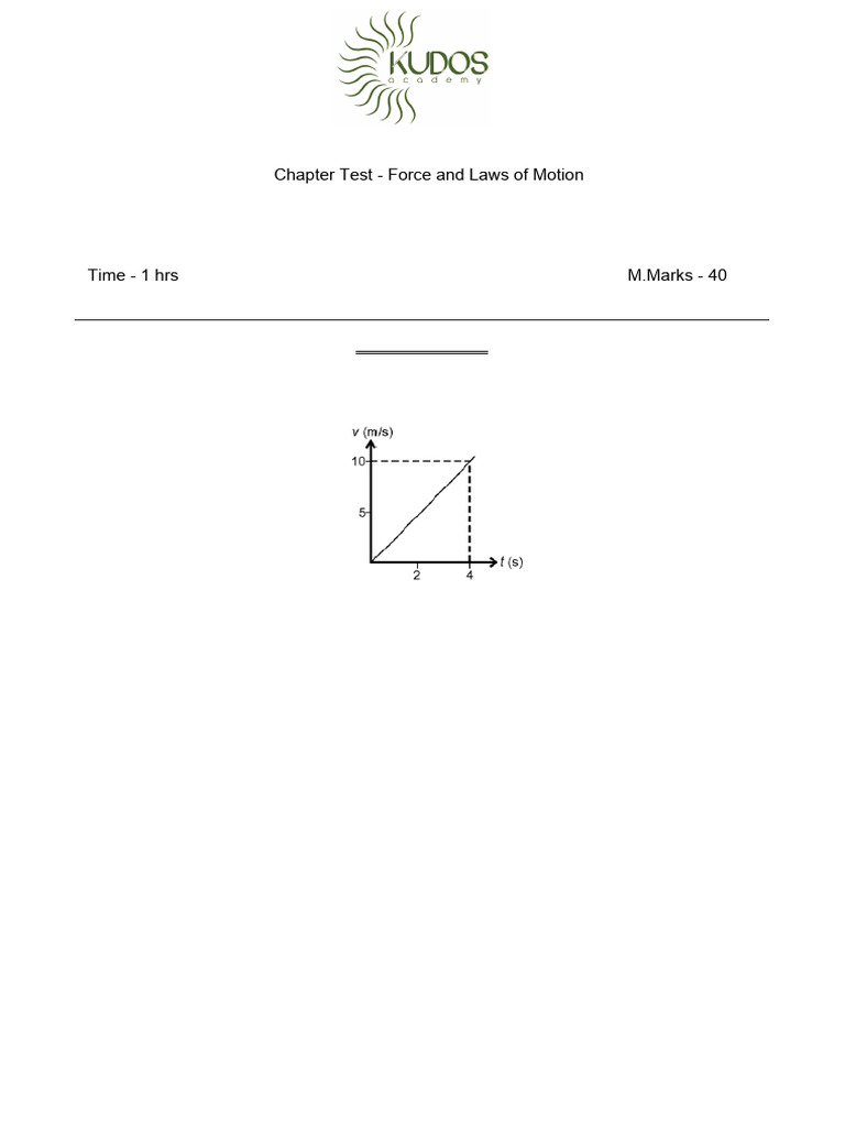 Revision Test - Force and Laws of Motion | PDF | Force | Newton's Laws ...
