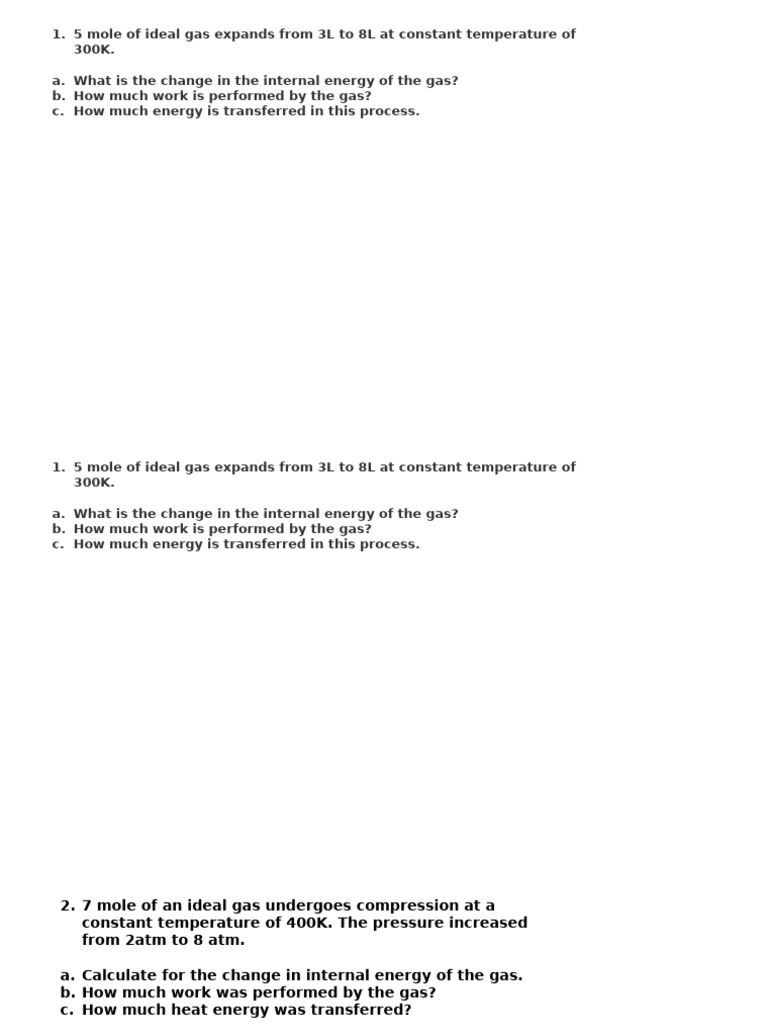 Sample Problems Thermodynamic Process | PDF | Gases | Heat