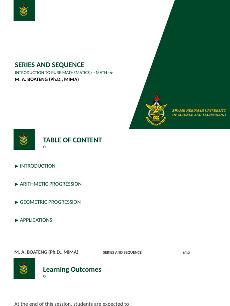 Series and Sequence Math 161 | PDF | Mathematics | Arithmetic