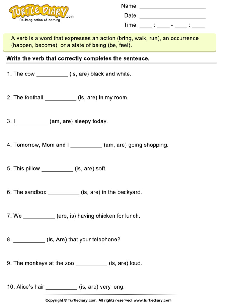 Verbs Is Am Are | PDF