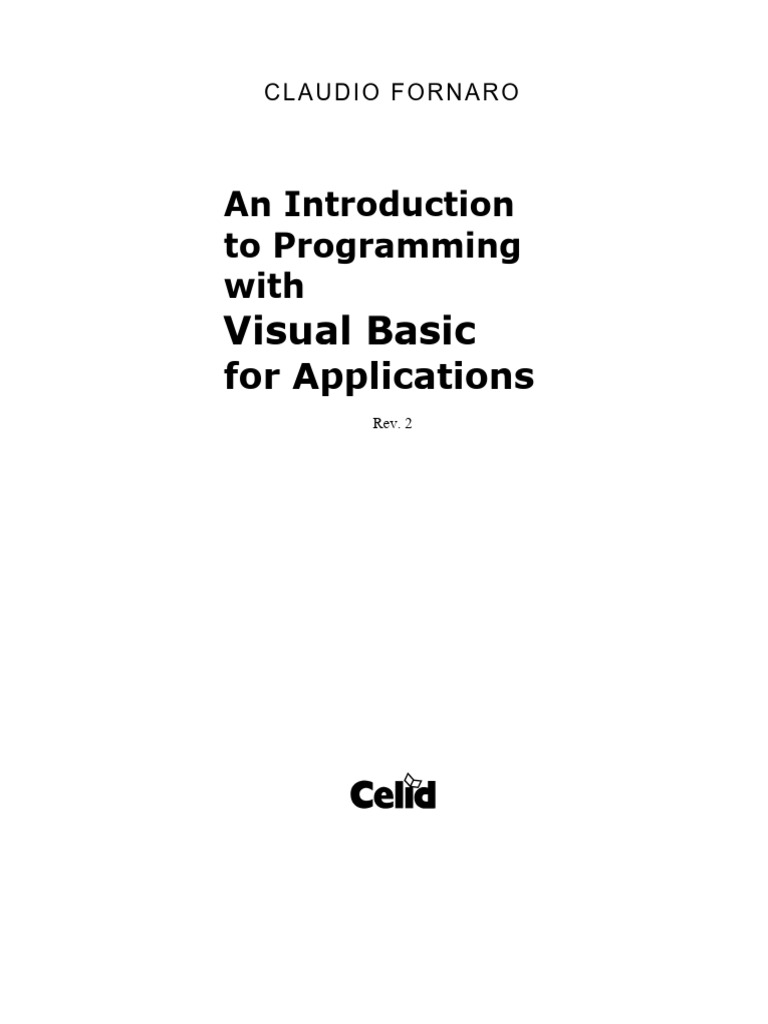 An Introduction To Programming With Visual Basic For Applications by Claudio Fornaro | PDF ...