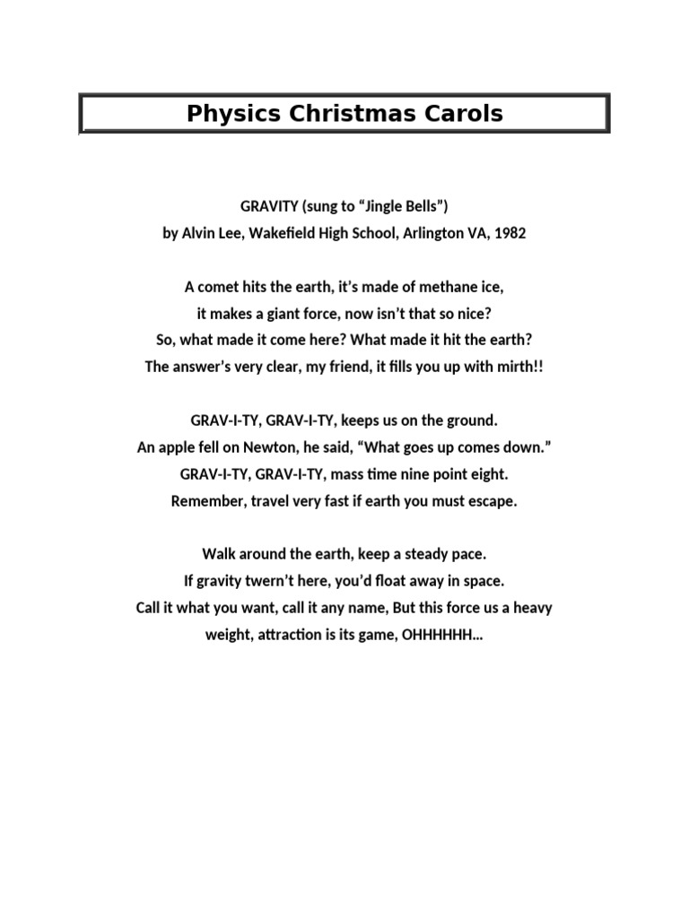 Physics Christmas Carols | PDF | Light | Physics