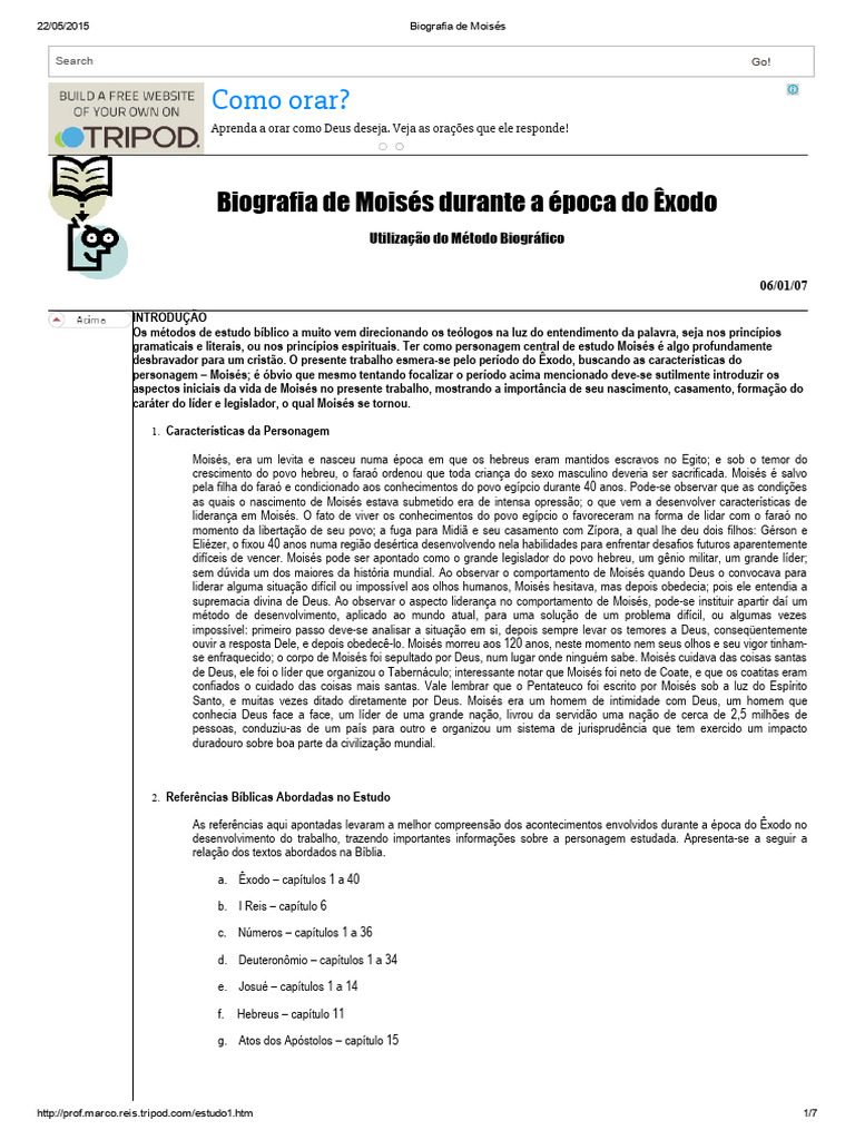 Biografia De Moisés Pdf Moisés Livro Do êxodo