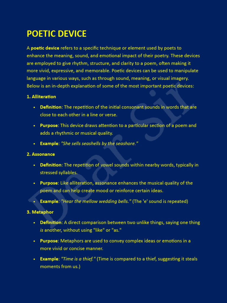 POETIC DEVICE EXPLAINED (1) | PDF | Poetry