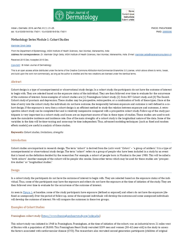 Understanding Cohort Studies in Research | PDF | Cohort Study ...