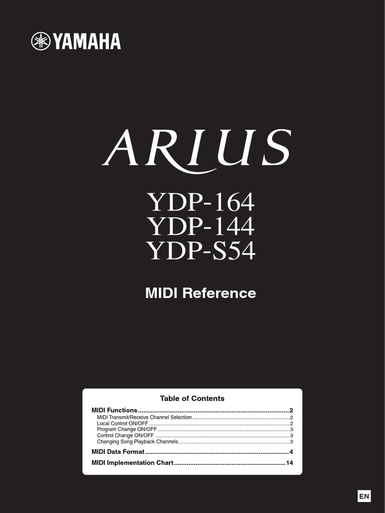 MIDI Reference for YDP Models | PDF | Equalization (Audio) | Piano