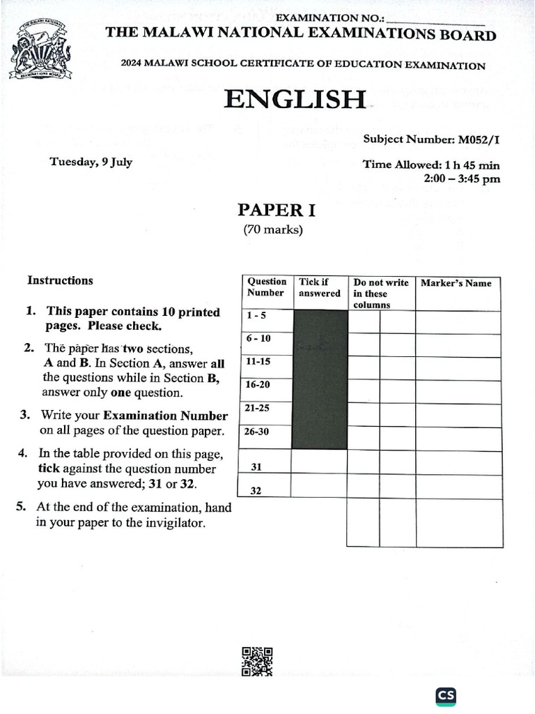 2024 Maneb English I | PDF