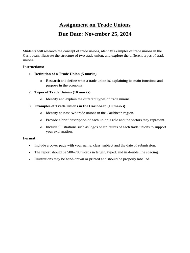 Assignment On Trade Unions | PDF