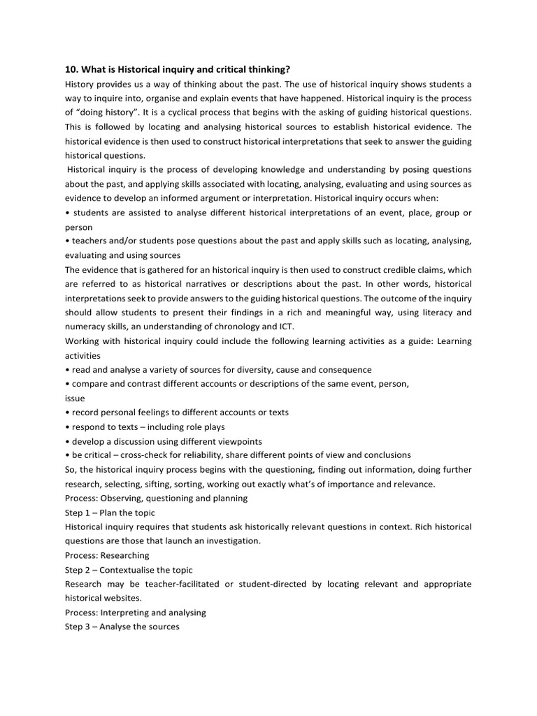 10. historical inquiry | PDF | Inquiry | Cognition