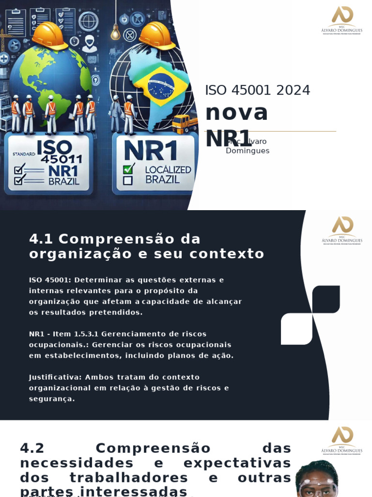 ISO 45001-2018 X Nova NR 1 | PDF | Liderança | Planejamento