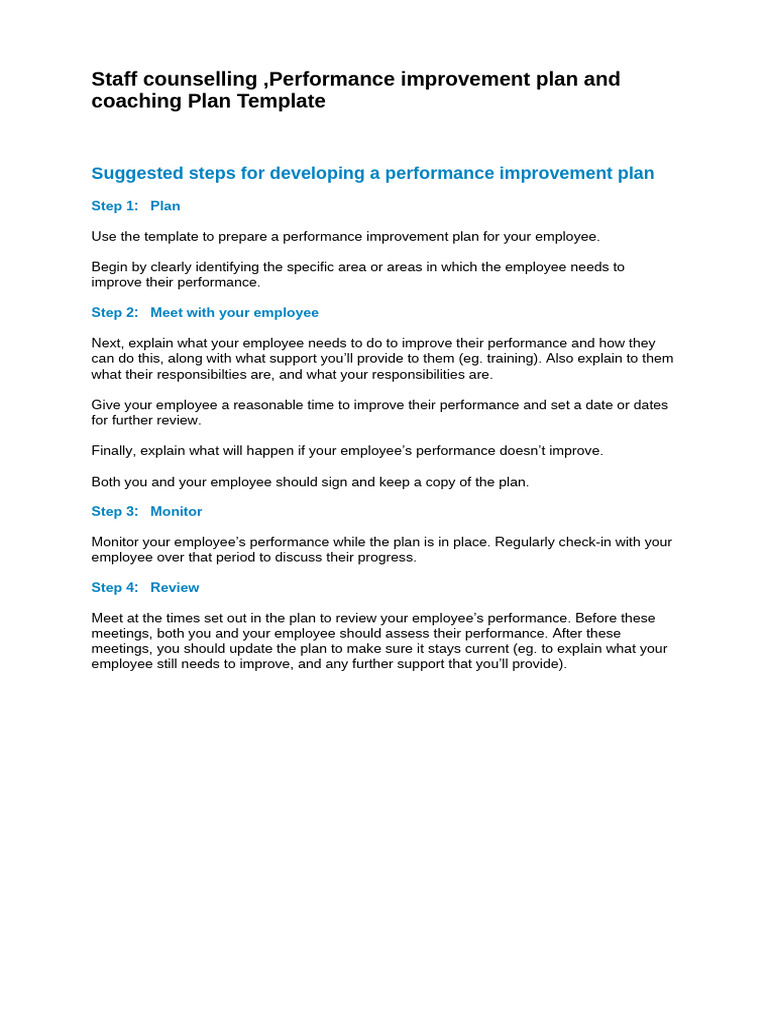 Performance Improvement Plan Copy 2 | PDF | Psychological Concepts ...
