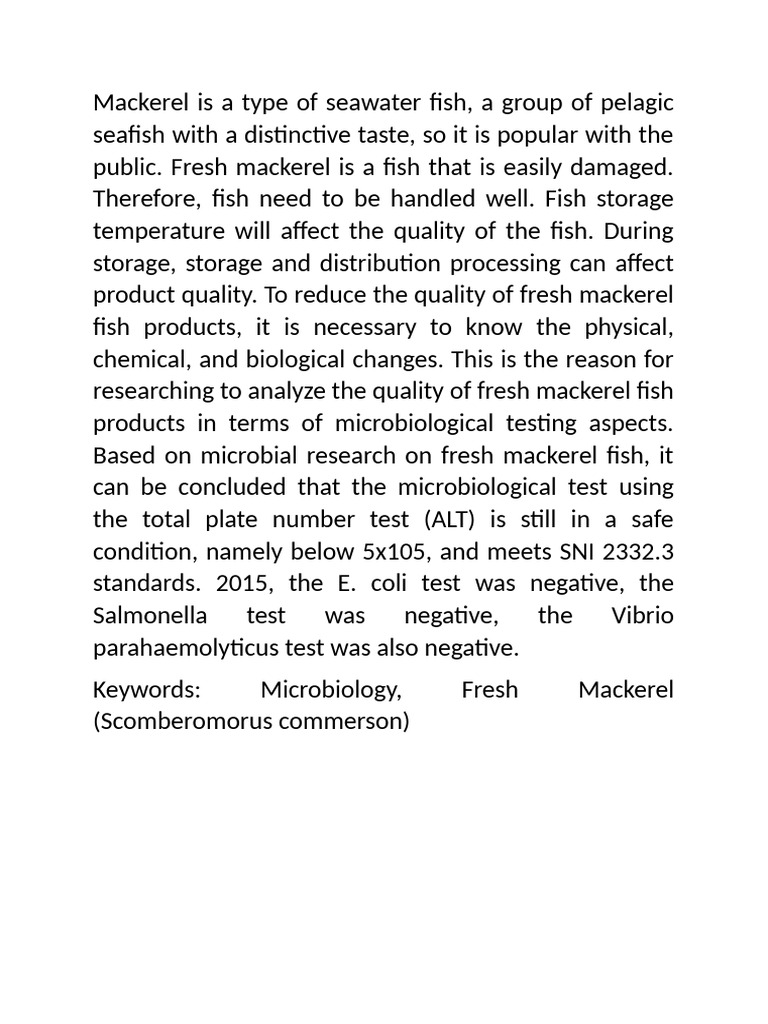 Mackerel Is A Type of Seawater Fish | PDF