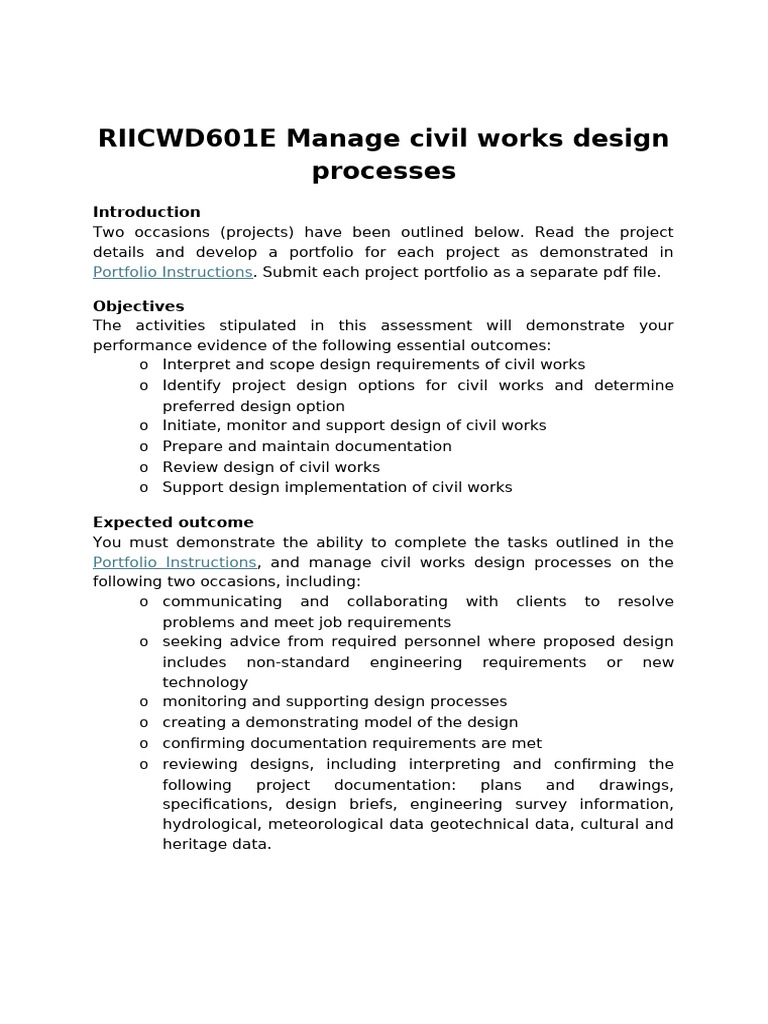 Case Study AT2 & AT2.1 Manage Civil Design Work Process | PDF ...