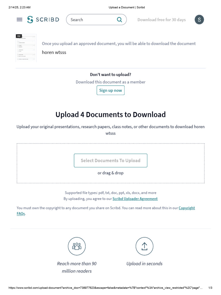 Upload A Document - Scribd | PDF | Scribd | World Wide Web