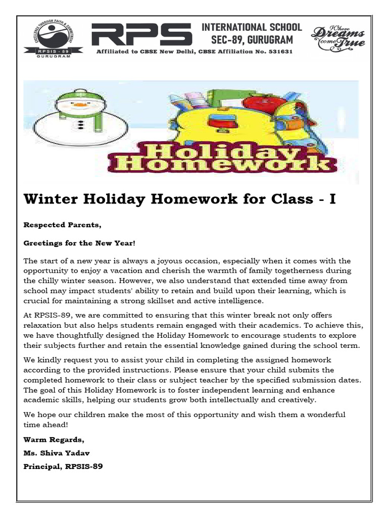 Compiled Winter Holiday Home Work Grade - I | PDF | Homework | Learning