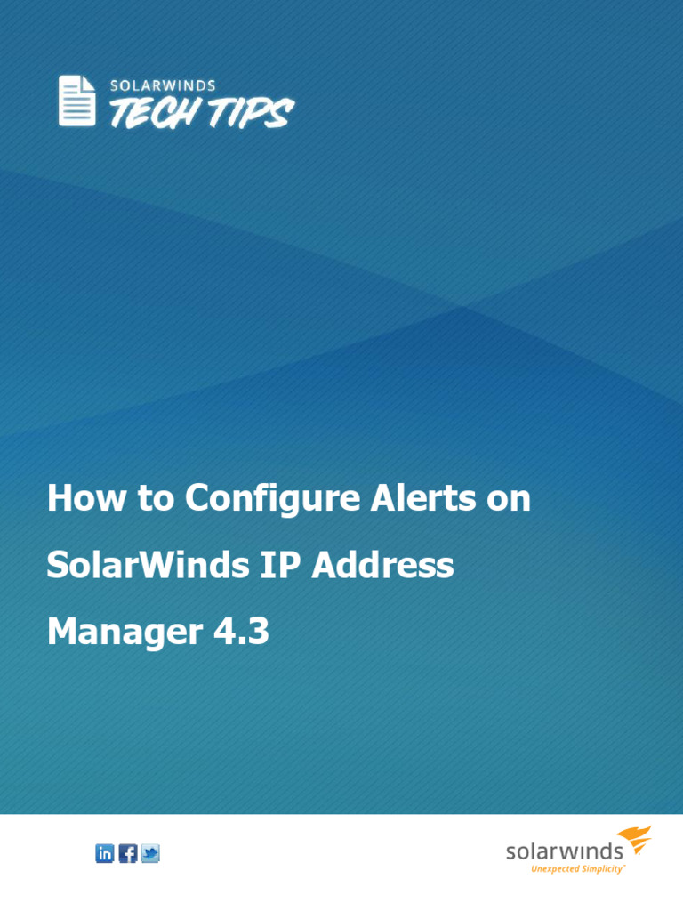 Configuring Alerts in SolarWinds IPAM | PDF | Ip Address | Computer Network