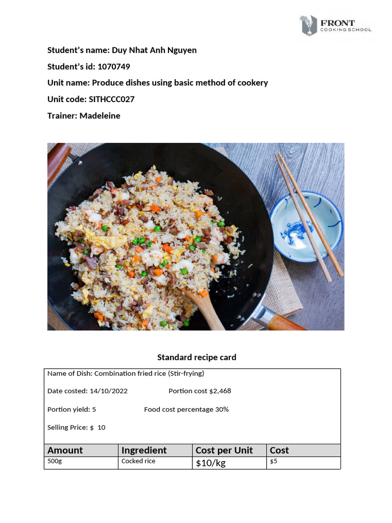 Standard Recipe Card Template (1) (1) | PDF