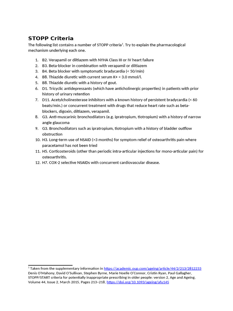Task 2 - STOPP Criteria | PDF