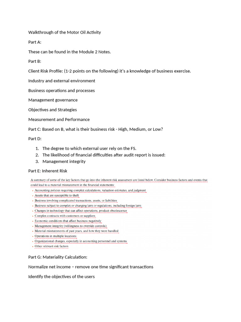 Client Risk Profile For Motor Oil | PDF