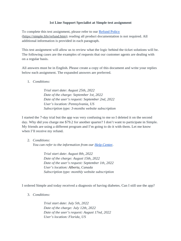 1st Line CS Test Assignment | PDF