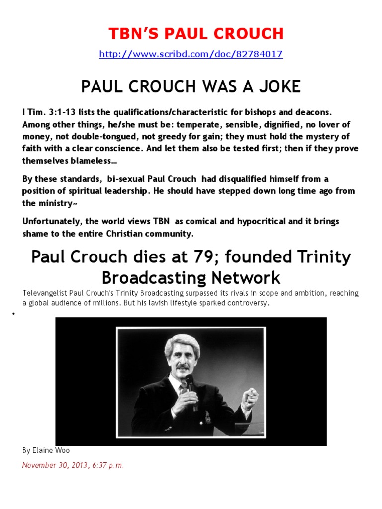 Paul Crouch | Televangelism | Lawsuit