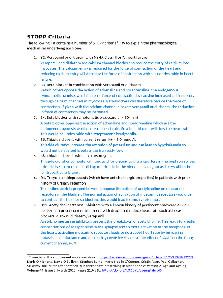 Task 2 - Stopp Criteria - With Answers | PDF | Diseases And Disorders ...