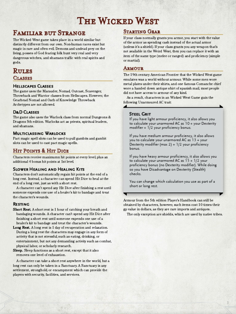 Wicked West 5e Rules | PDF | Rifle | Shotgun