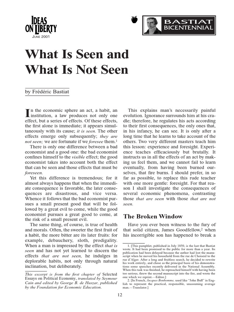 Understanding Seen vs. Unseen Effects in Economics | PDF | Economies ...