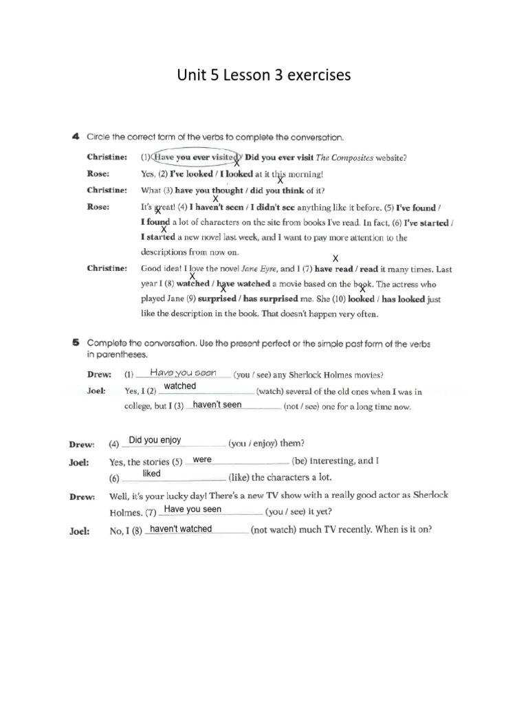 Unit 5 Lesson 3 Exercises Answer Key | PDF