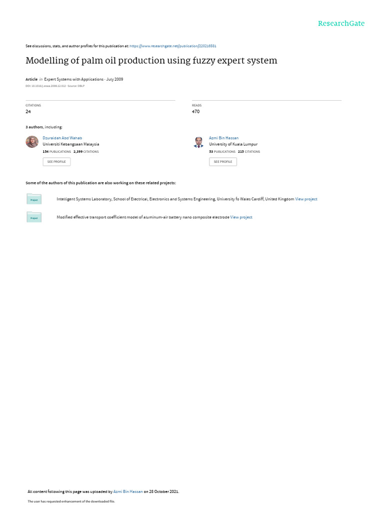Modelling Of Palm Oil Production Using Fuzzy Exper Pdf Palm Oil Fuzzy Logic