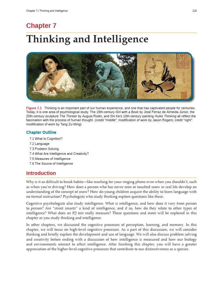 Psychology OpenStax Chapter 7 Thinking and Intelligence | PDF ...