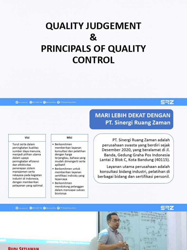 SRZ QUALITY JUDGEMENT & PRINCIPELS OF QUALITY CONTROL Ver.01 2024 | PDF