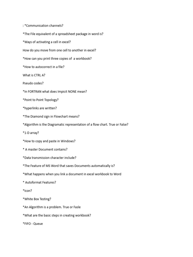 CMP 101 Compiled Questions | PDF | Microsoft Excel | Spreadsheet