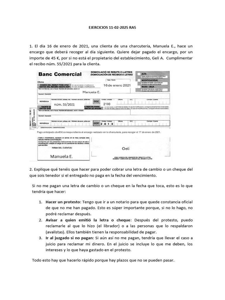 Exercicis RA5 | PDF | Cheque | Pagaré