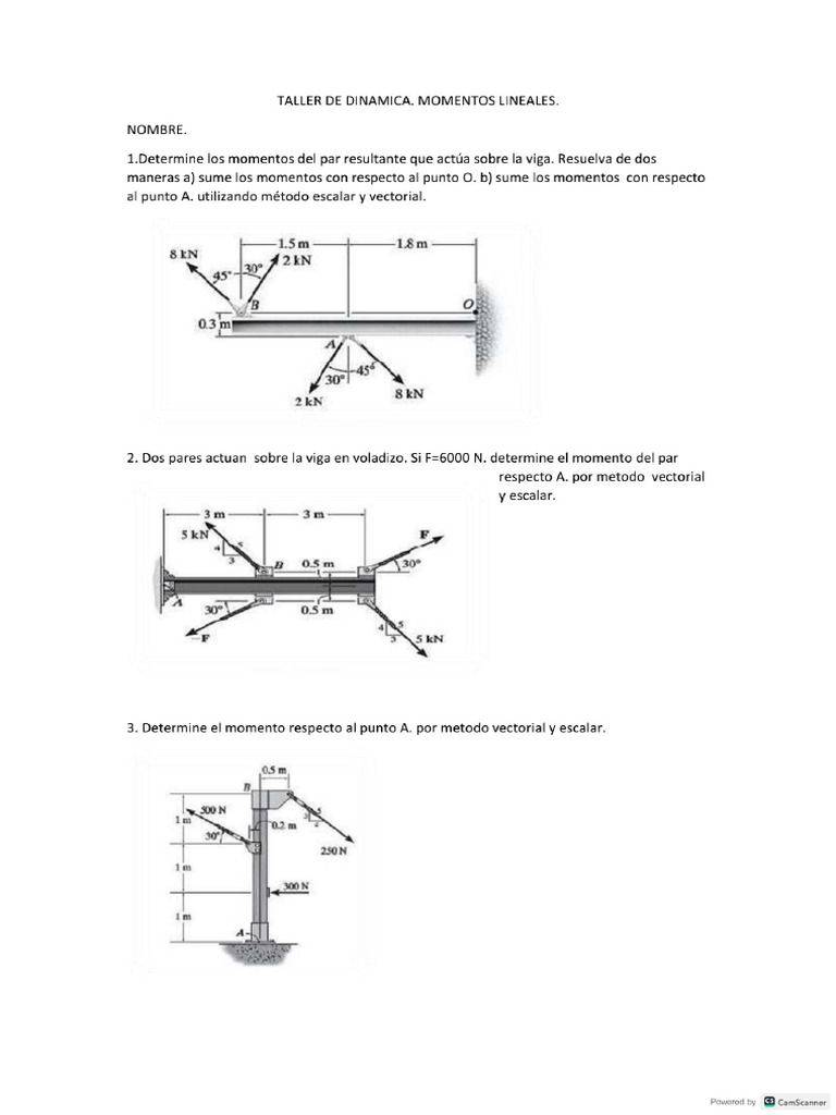 Taller Estatica - Dinamica. | PDF