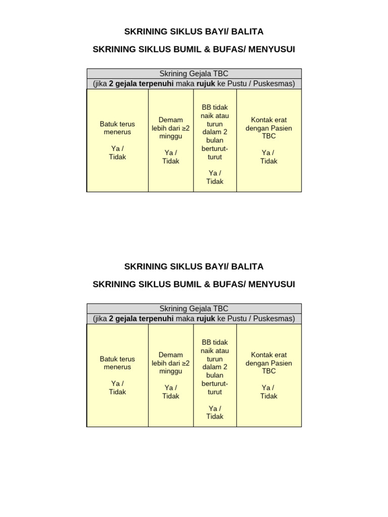 Skrining Balita Bumil Bufas | PDF