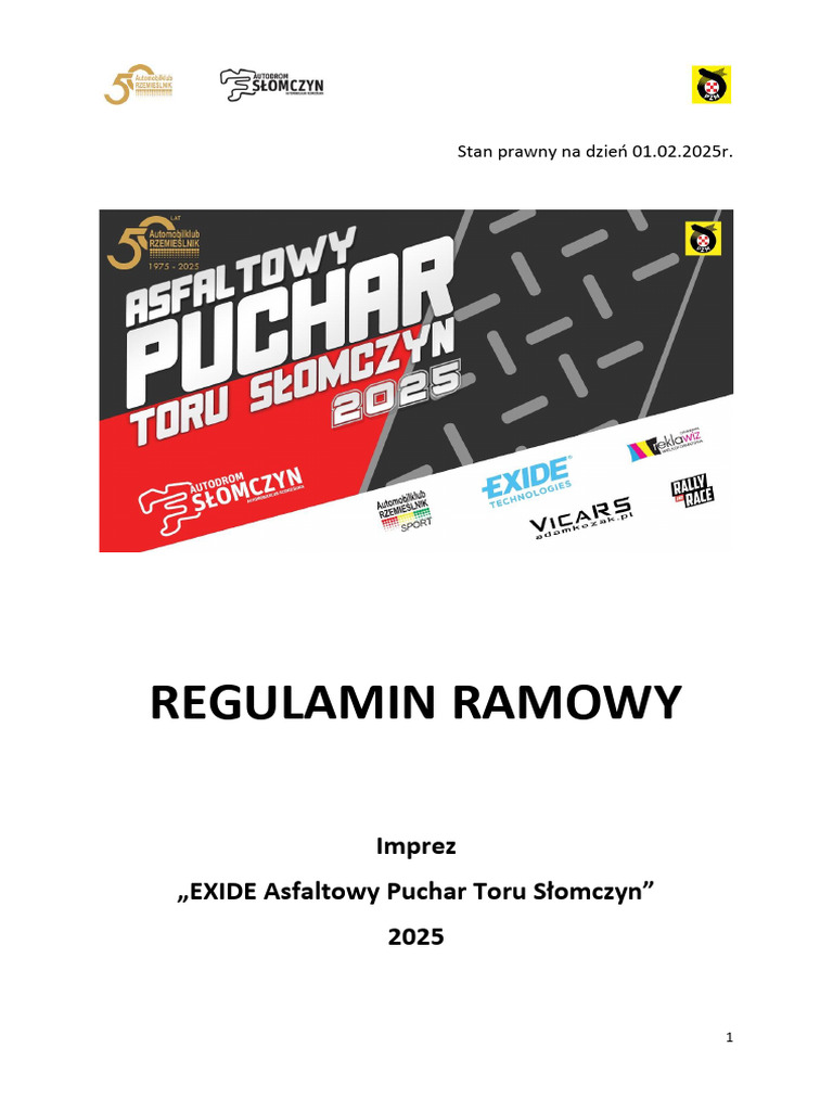 PTS 2025 Regulamin Ramowy | PDF