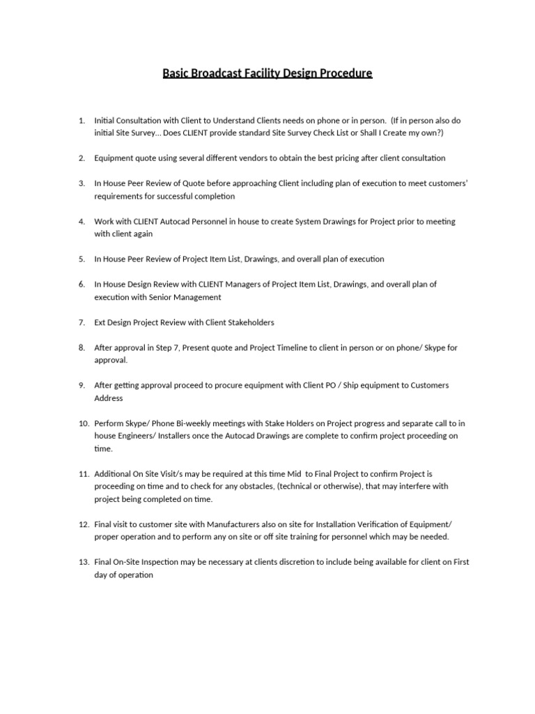 Basic Broadcast Facility Design Steps | PDF