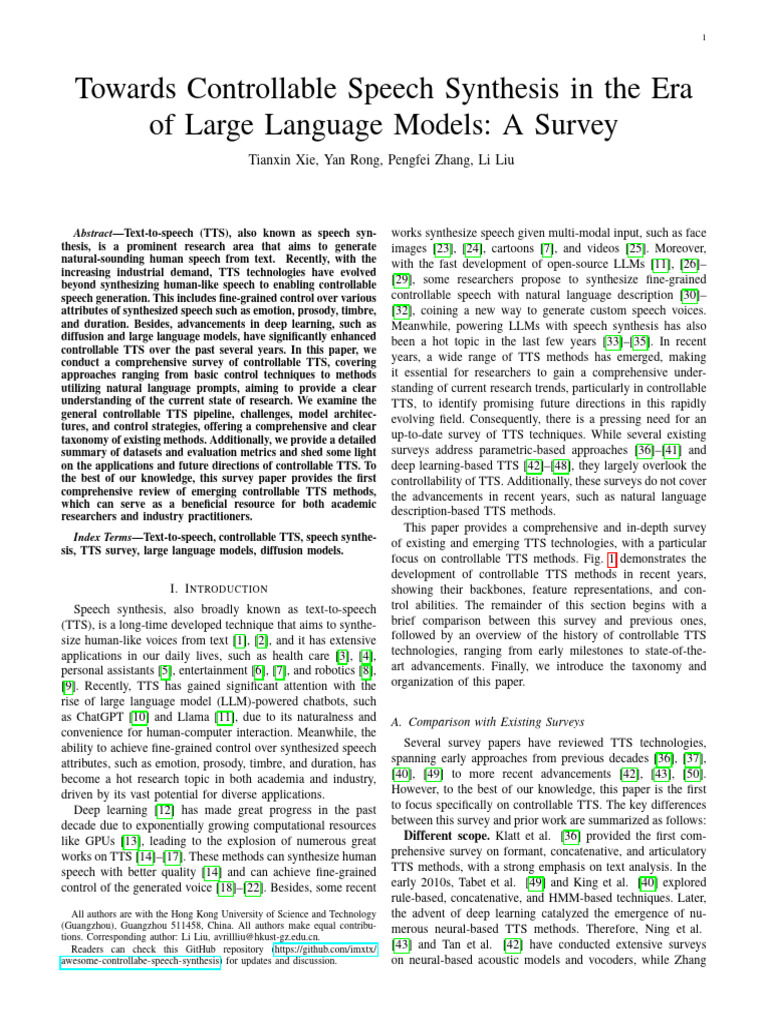 Towards Controllable Speech Synthesis in The Era of Large Language Models A Survey | PDF ...