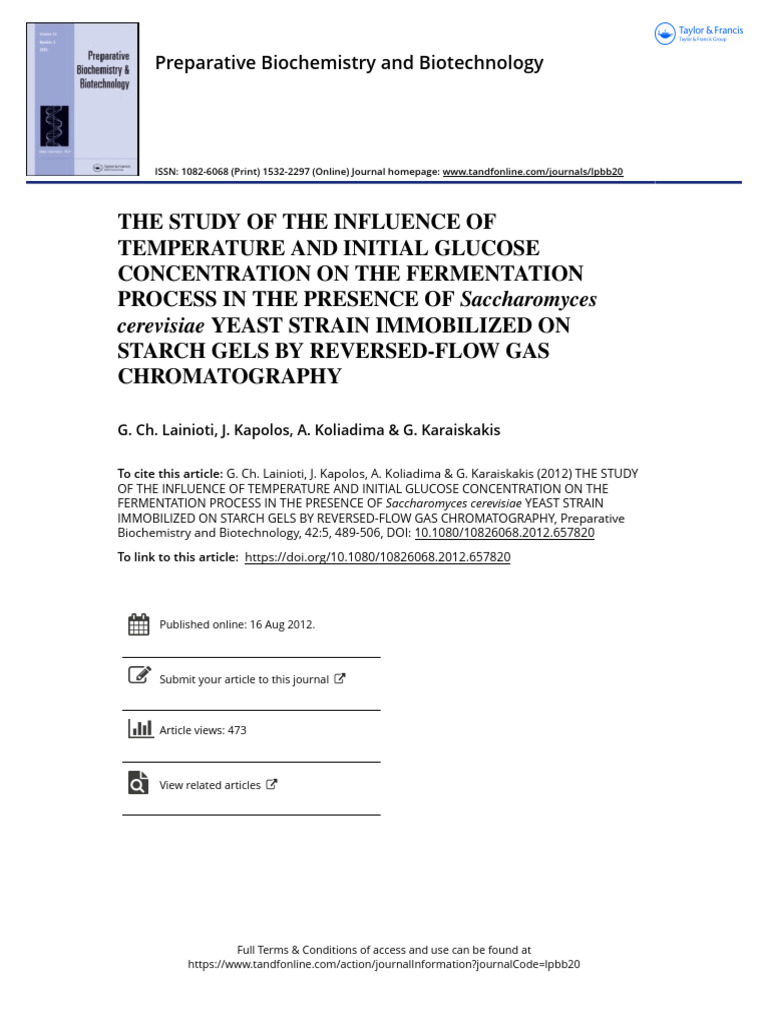The Study of The Influence of Temperature and Initial Glucose ...