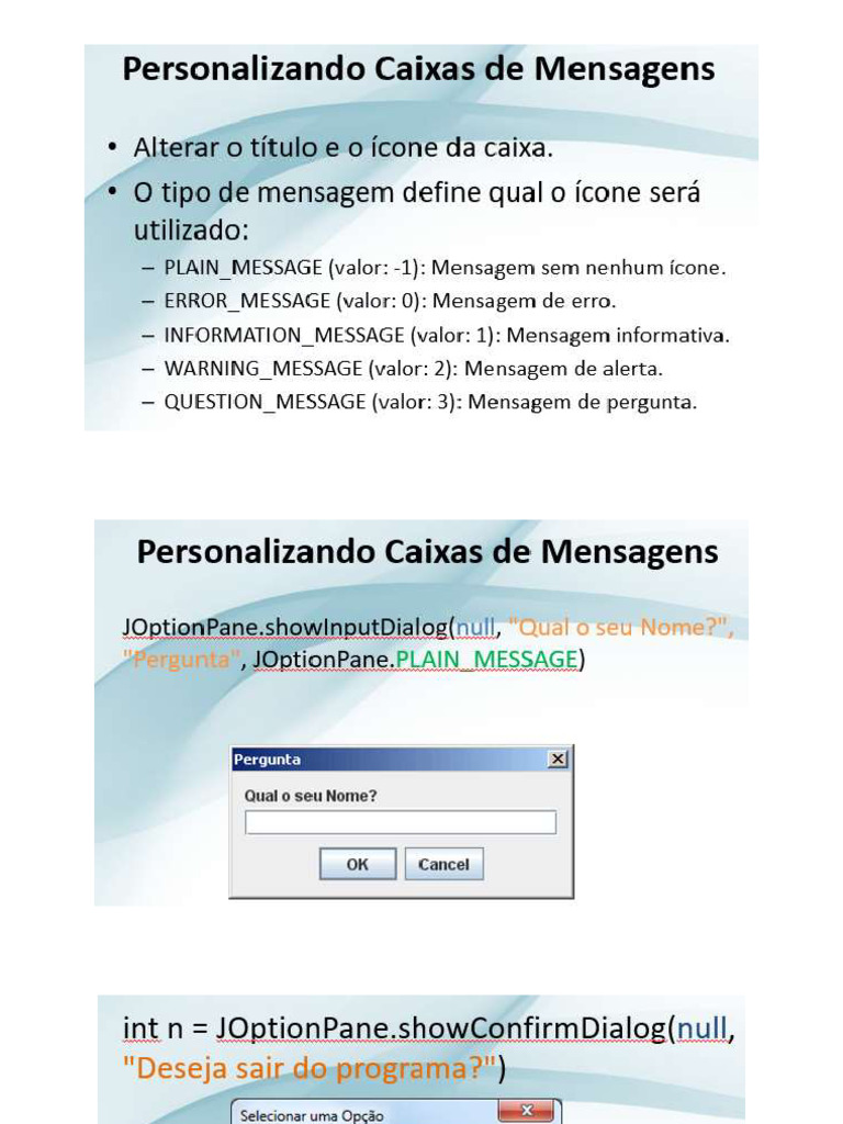Apresentação2 - JOptionpane | PDF