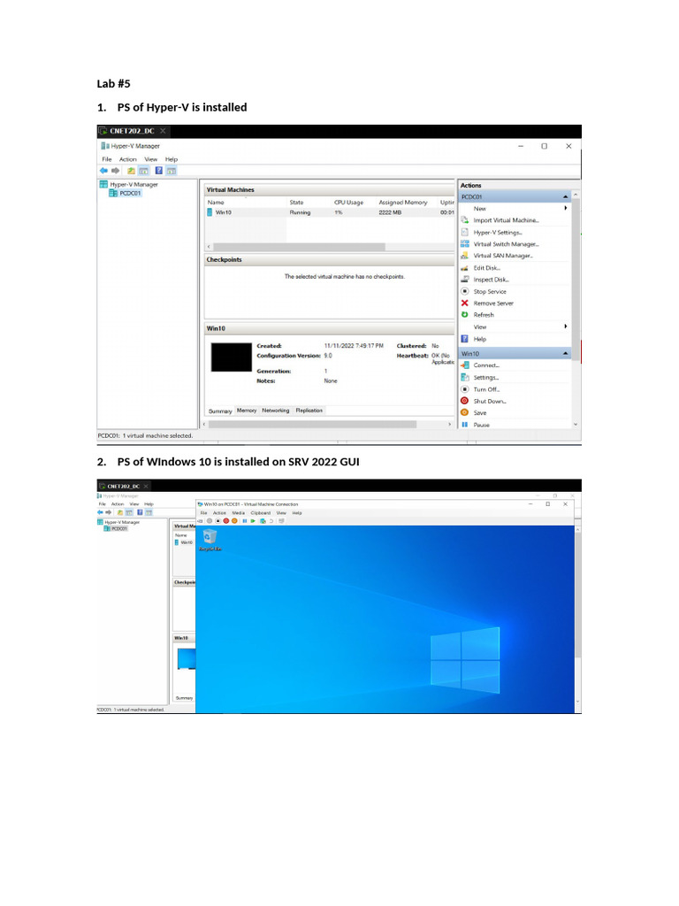 Hyper-V and Windows 10 Installation Guide | PDF
