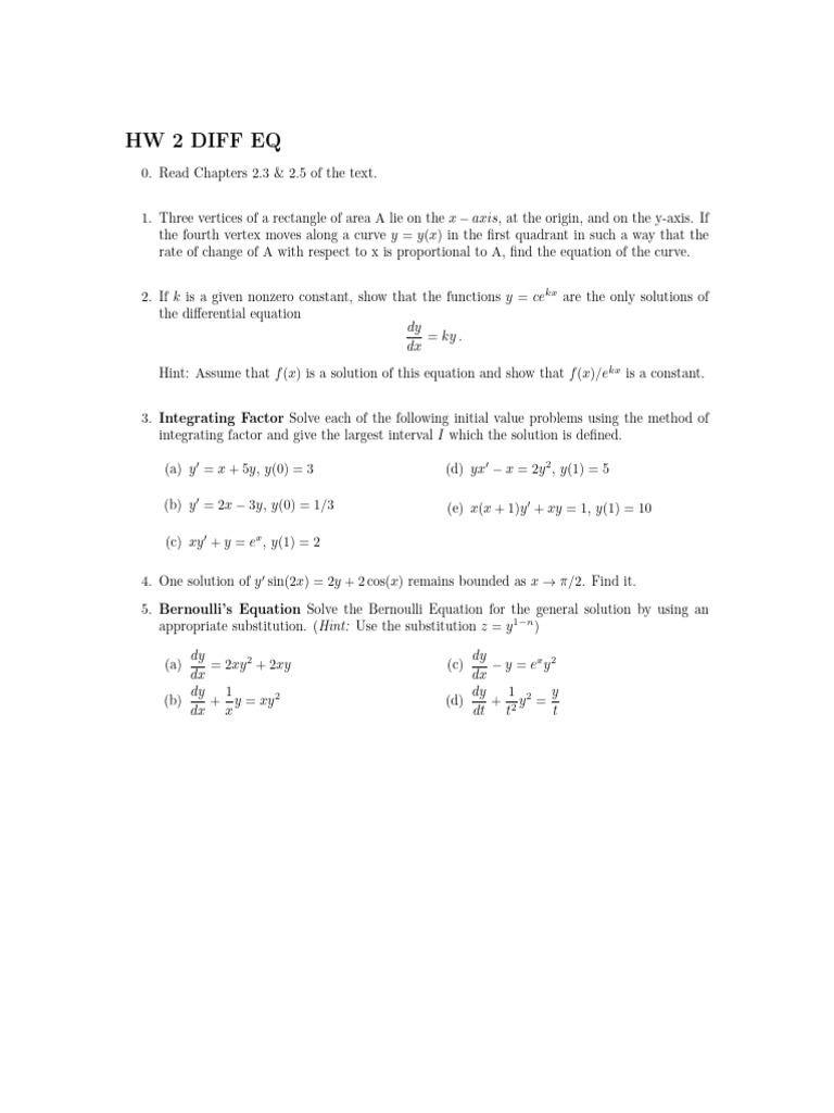 HW 2 Diff Eq | PDF