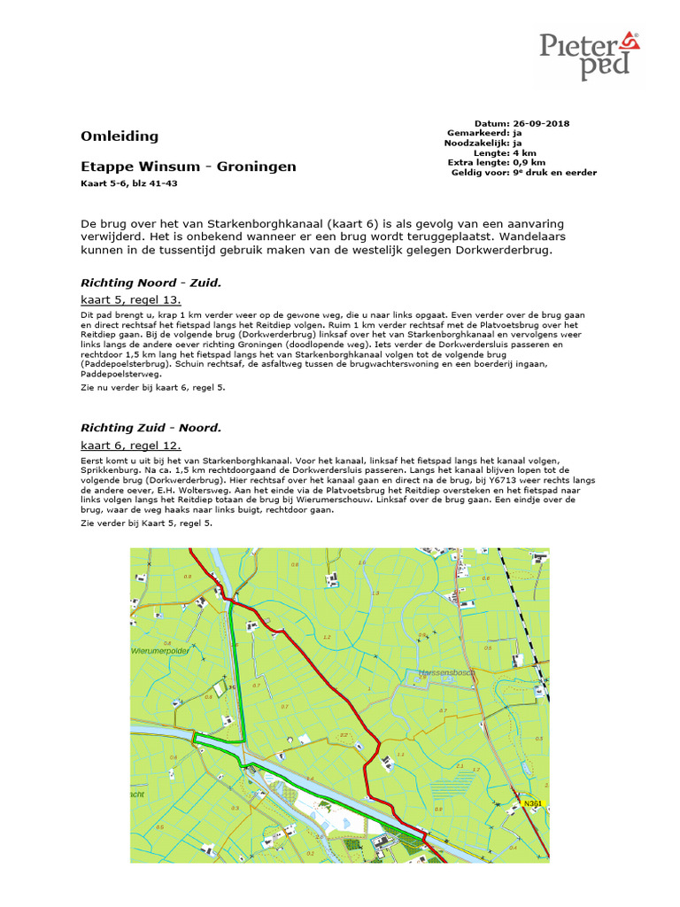 Pieterpad Deel1 8e 9edruk Kaart05 Winsum Groningen Omleiding | PDF