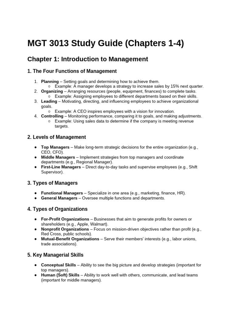 MGT 3013 Management Study Guide | PDF | Corporate Social Responsibility ...