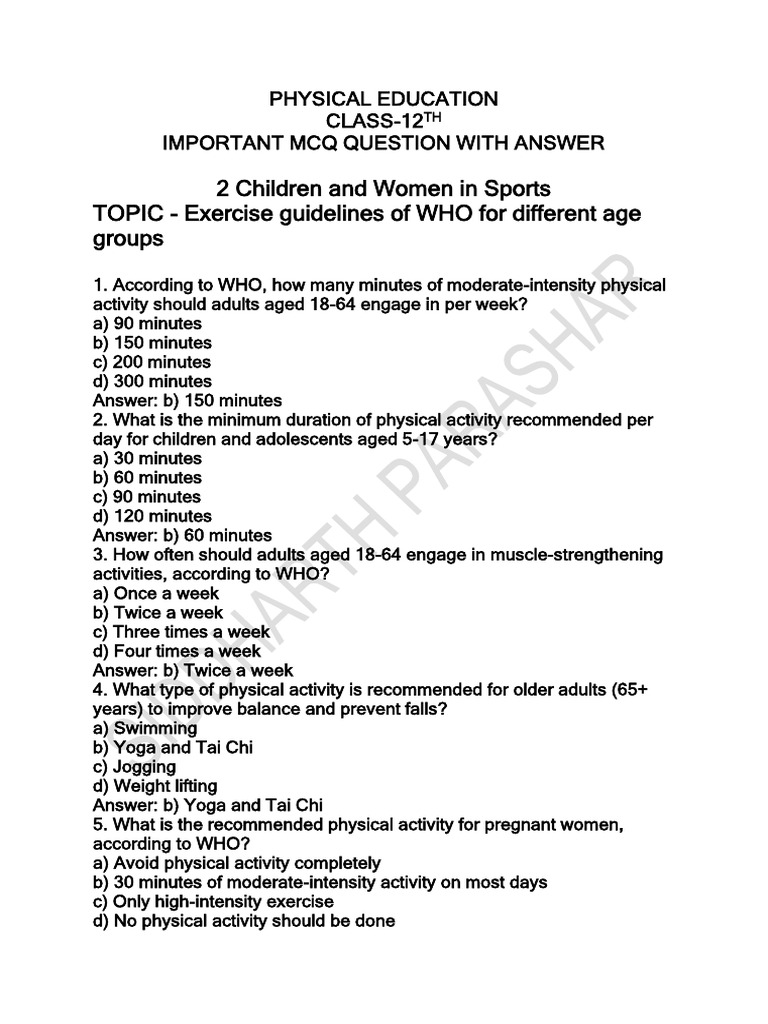 Physical Education MCQ Unit 2 | PDF | Menstrual Cycle | Menstruation