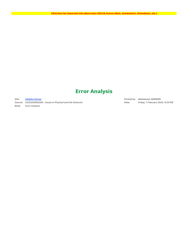 Error Analysis Kwasu Virtual Pdf Significant Figures 0885