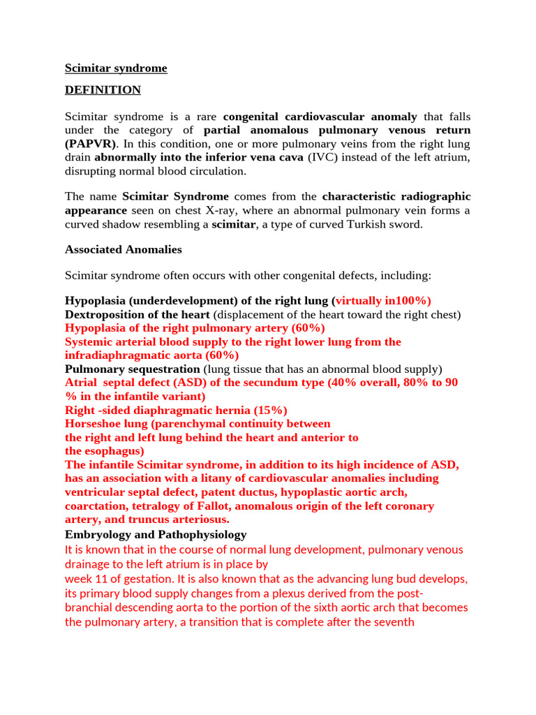 Scimitar Syndrome Modified | PDF | Congenital Heart Defect | Heart