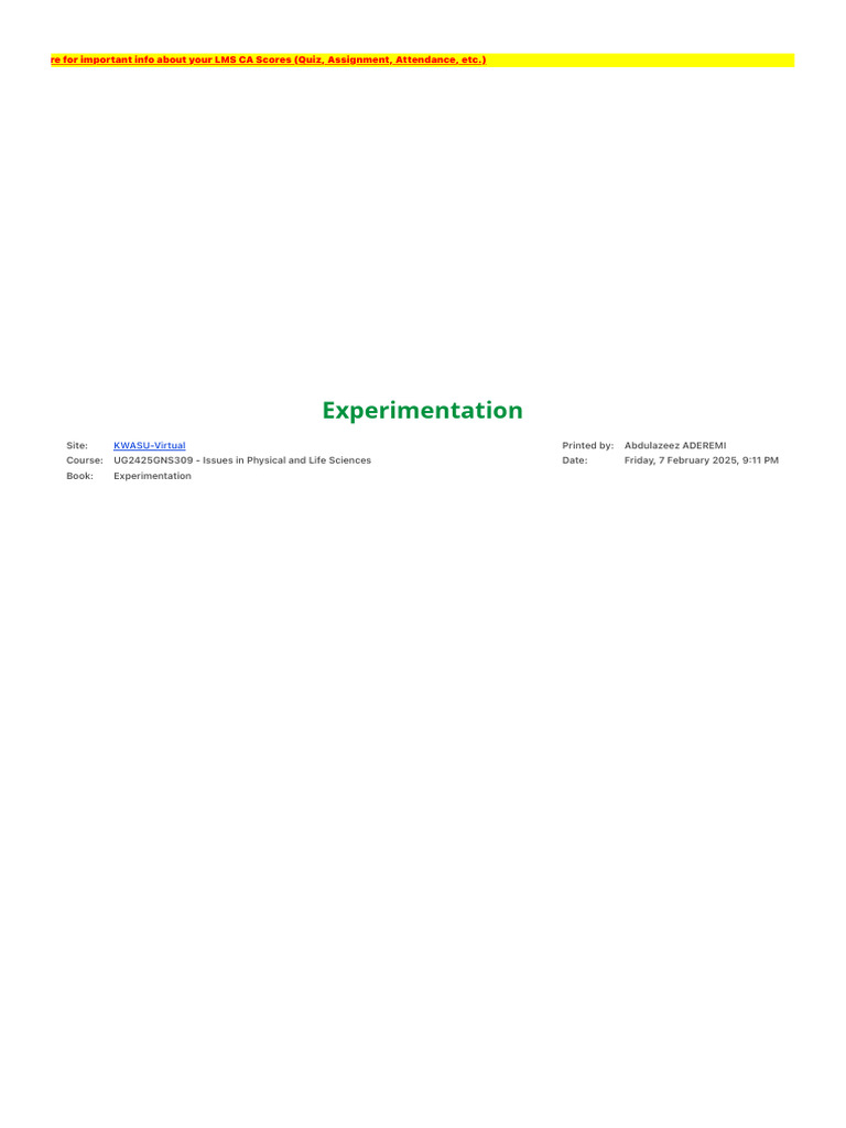 Experimentation | PDF | Dependent And Independent Variables | Experiment